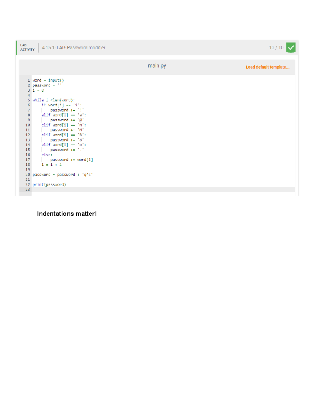 LAB 4.15: Password Modifier Activity - Python Code Implementation - Studocu