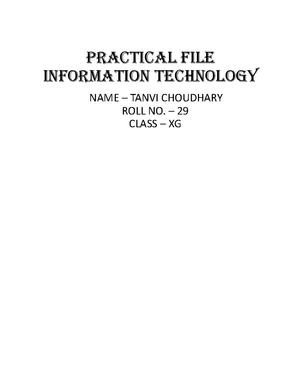 Practical FILE Information Technology - PRACTICAL FILE INFORMATION ...