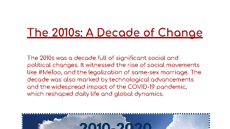 History Q4: The 2010s - Social Change, Elections, and the Pandemic ...