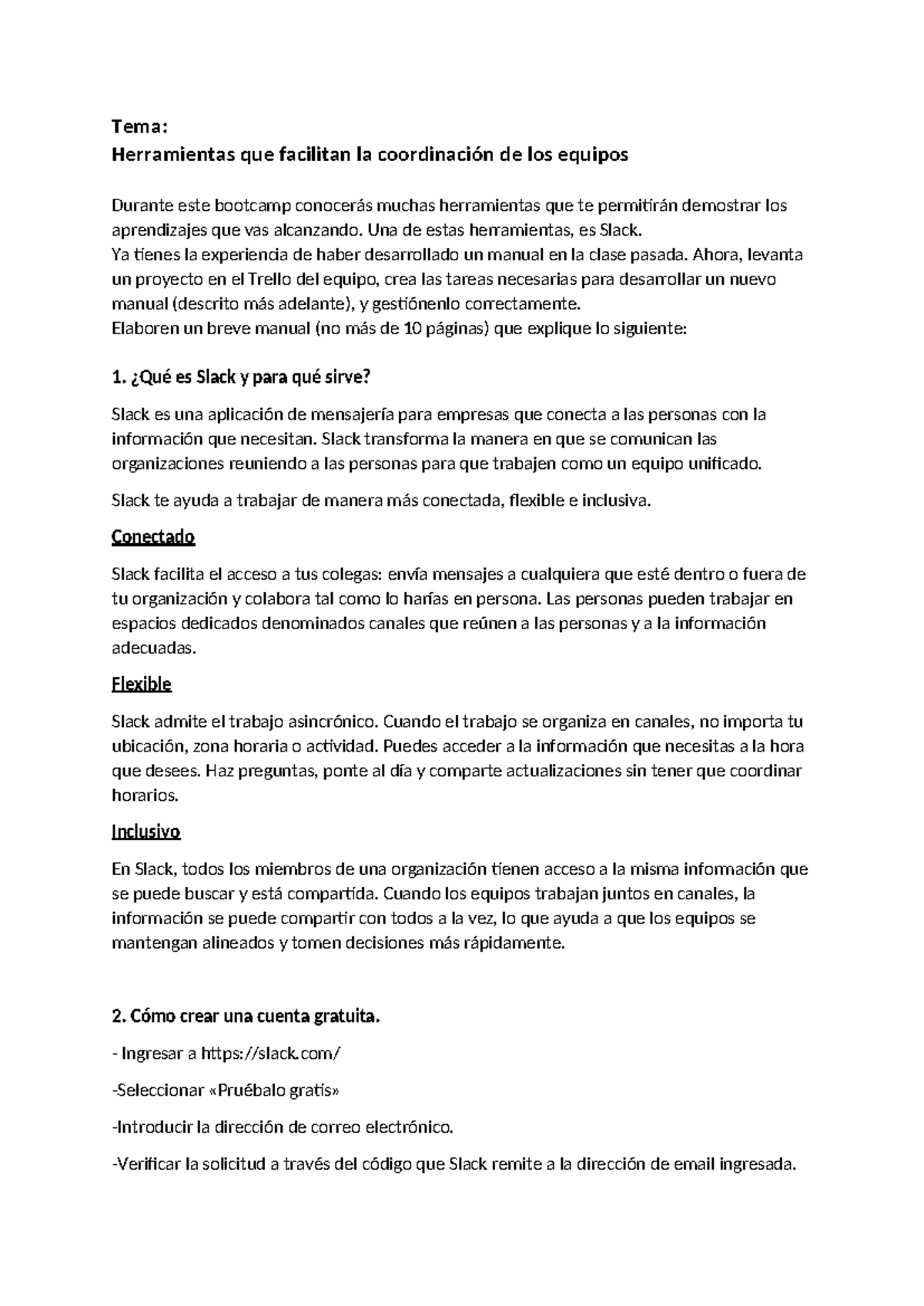 Ejercicio Grupal 3: Uso de Slack para la Coordinación de Equipos - Studocu