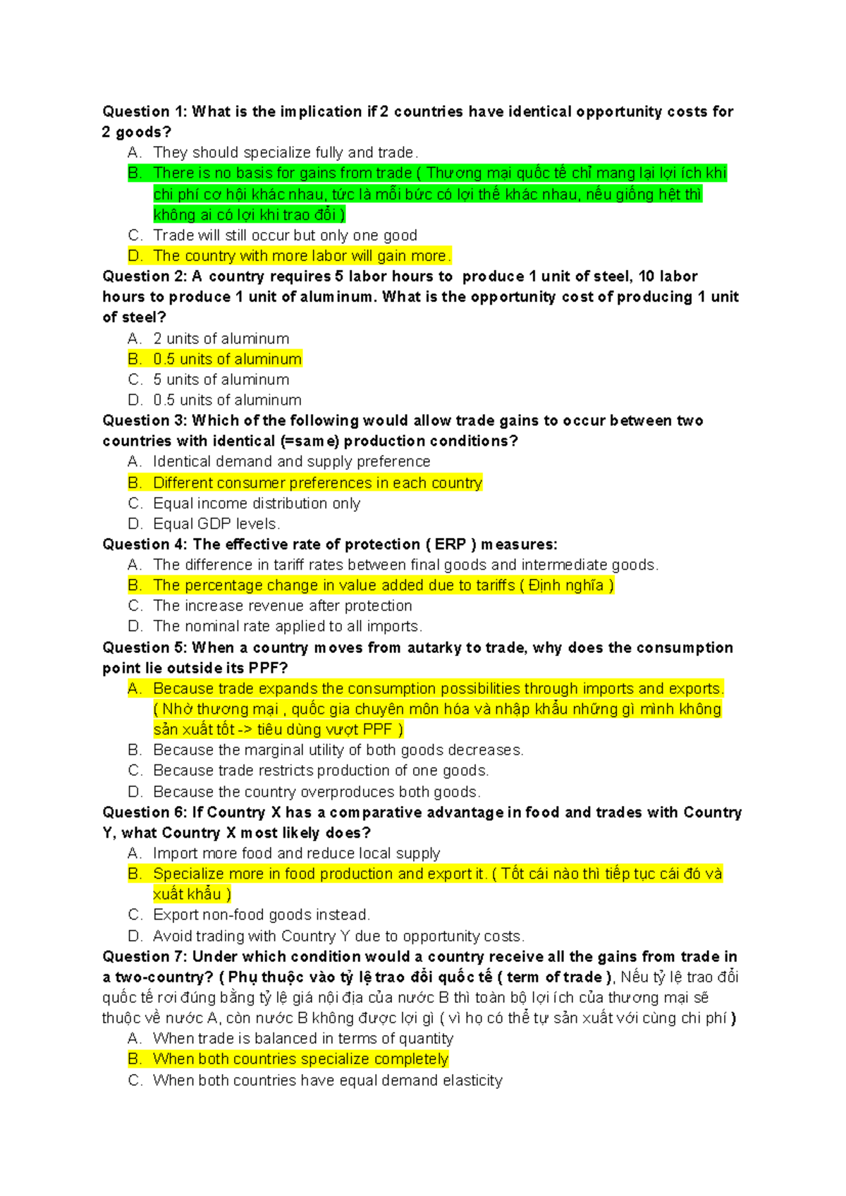 ECON 101: Gains from Trade and Opportunity Cost Analysis - Quiz ...