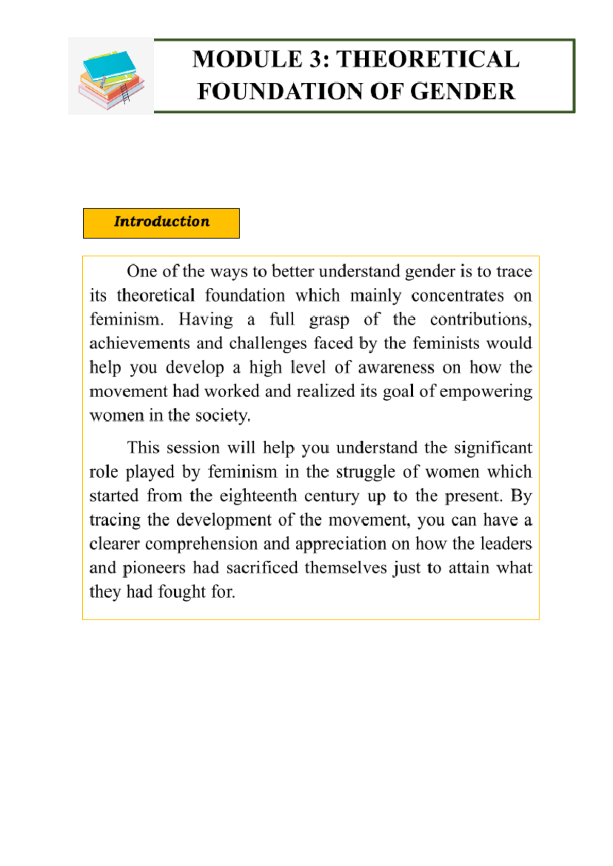 GS- Module-3 - Xoxn - Summarize the theoretical foundation of gender ...