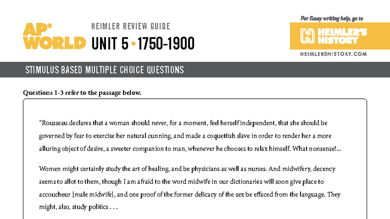 AP World History Review Guide: Unit 5 MCQs Practice - Studocu