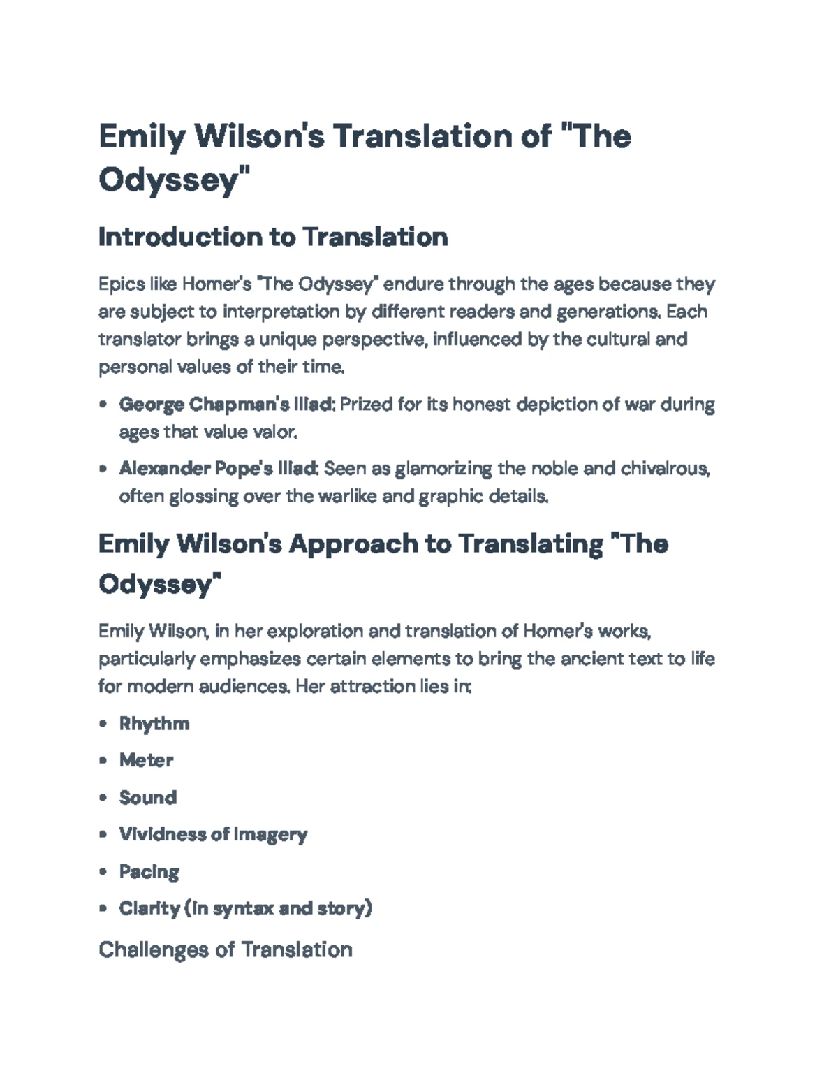 EML 301: Insights on Emily Wilson's Translation of the Odyssey Themes ...