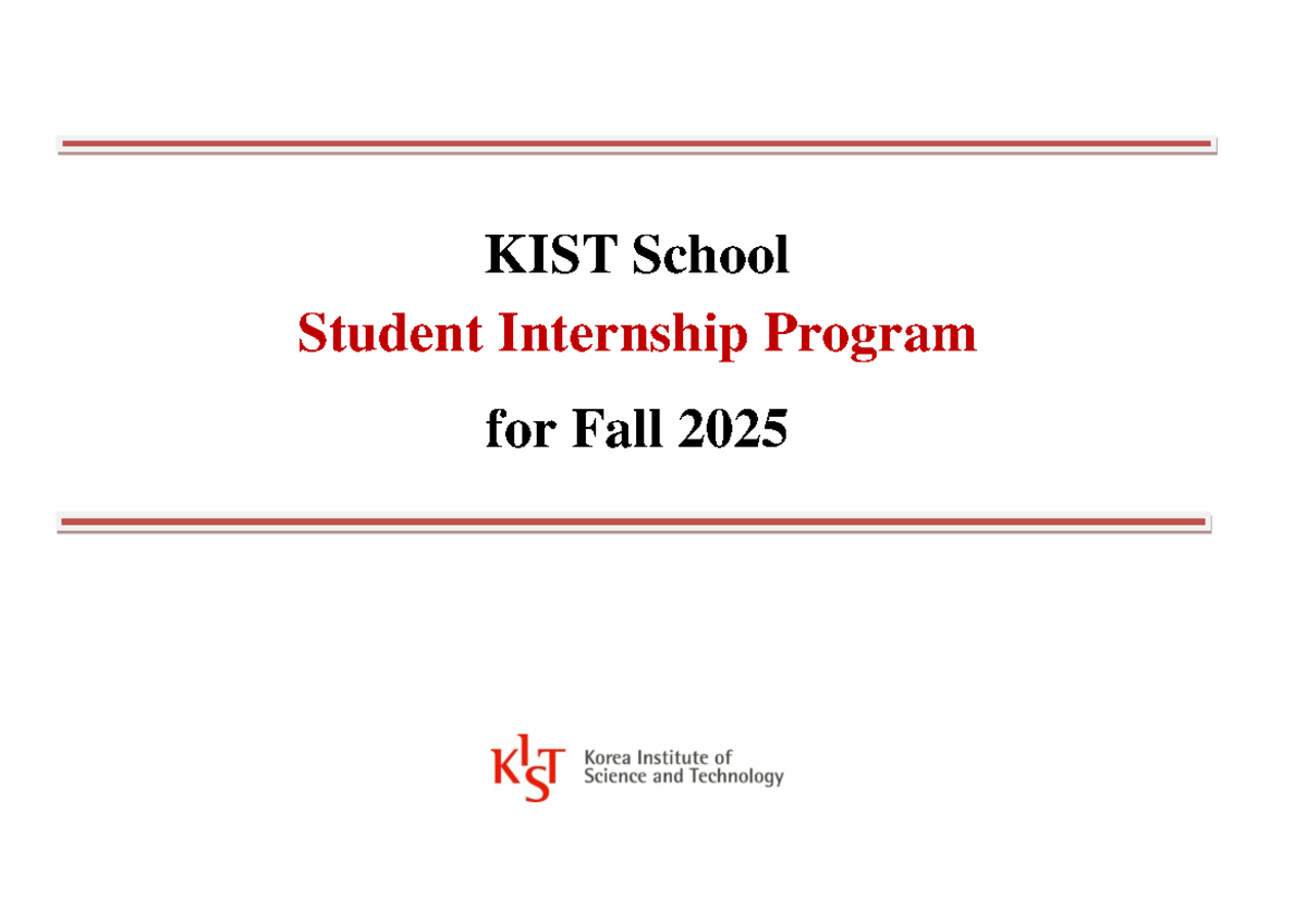 Final Guidelines for KIST School Internship Program Fall 2025 - Studocu