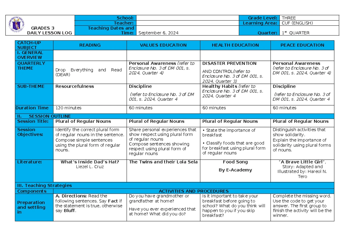 HGP 3 Week 6 - Lesson Plan on Family Structures in Homeroom Guidance ...