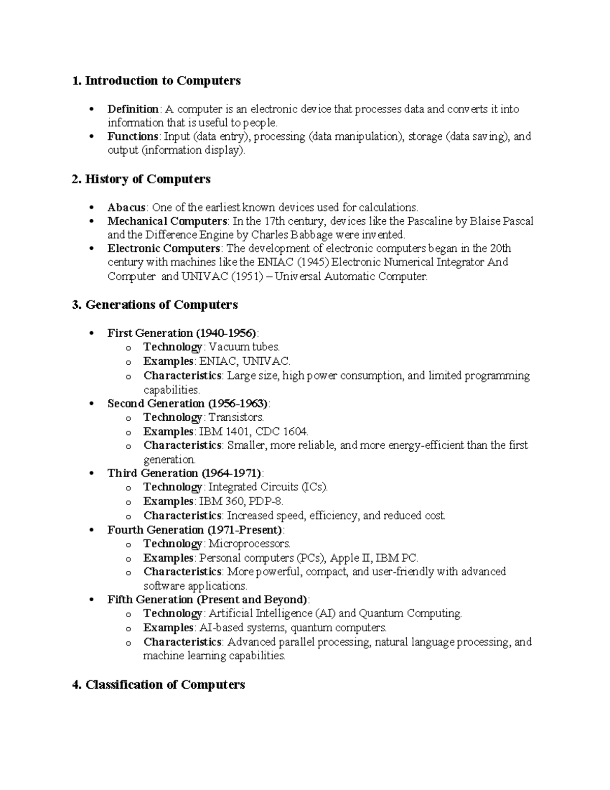 C - BCA Sem 1 Unit 1: Intro to Computers & C Programming Notes - Studocu