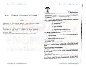 CAD Module 1 - Lecture notes Computer Aided Design And Analysis ...