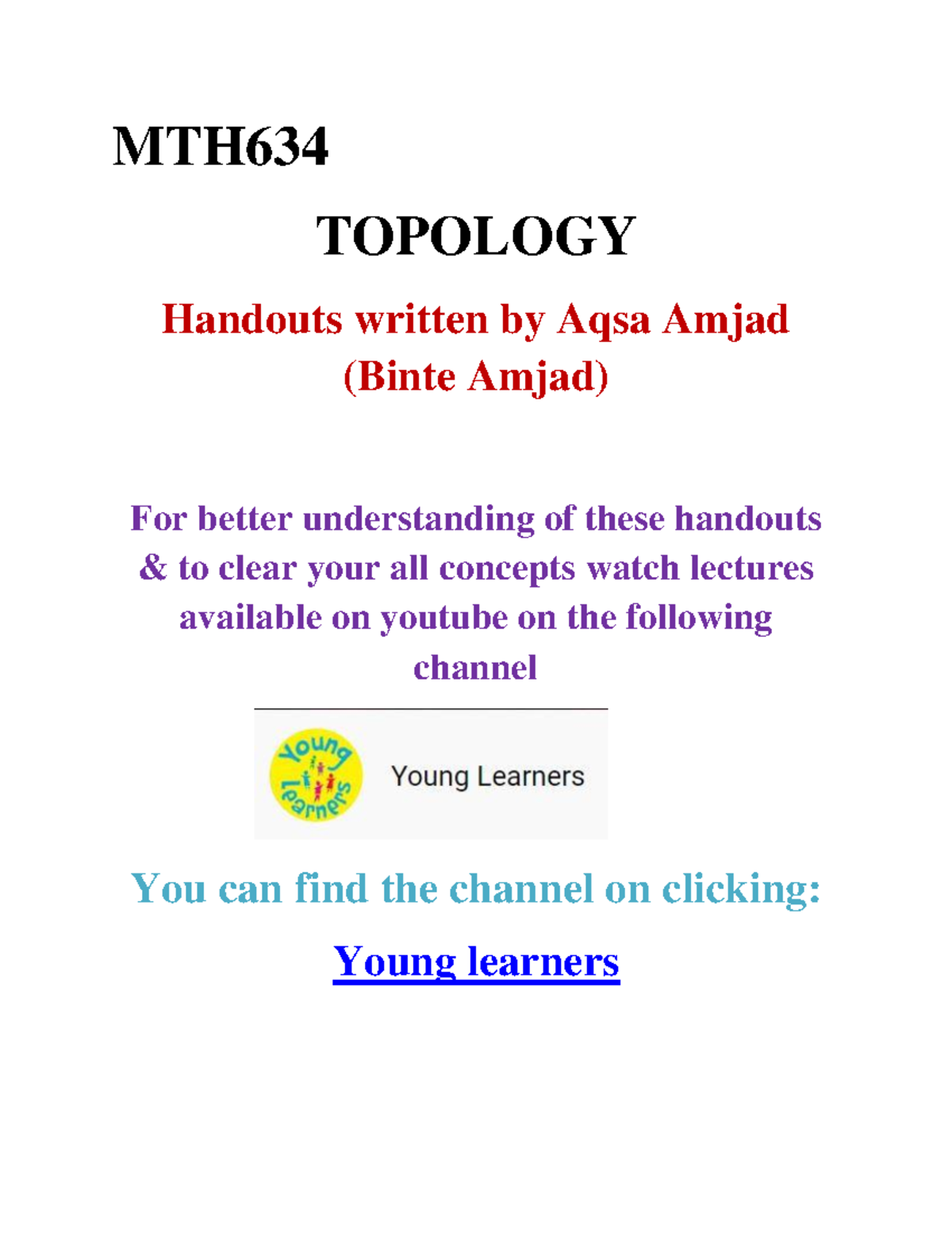 MTH TOPOLOGY Lecture Notes: Concepts and Examples (1-50) - Studocu