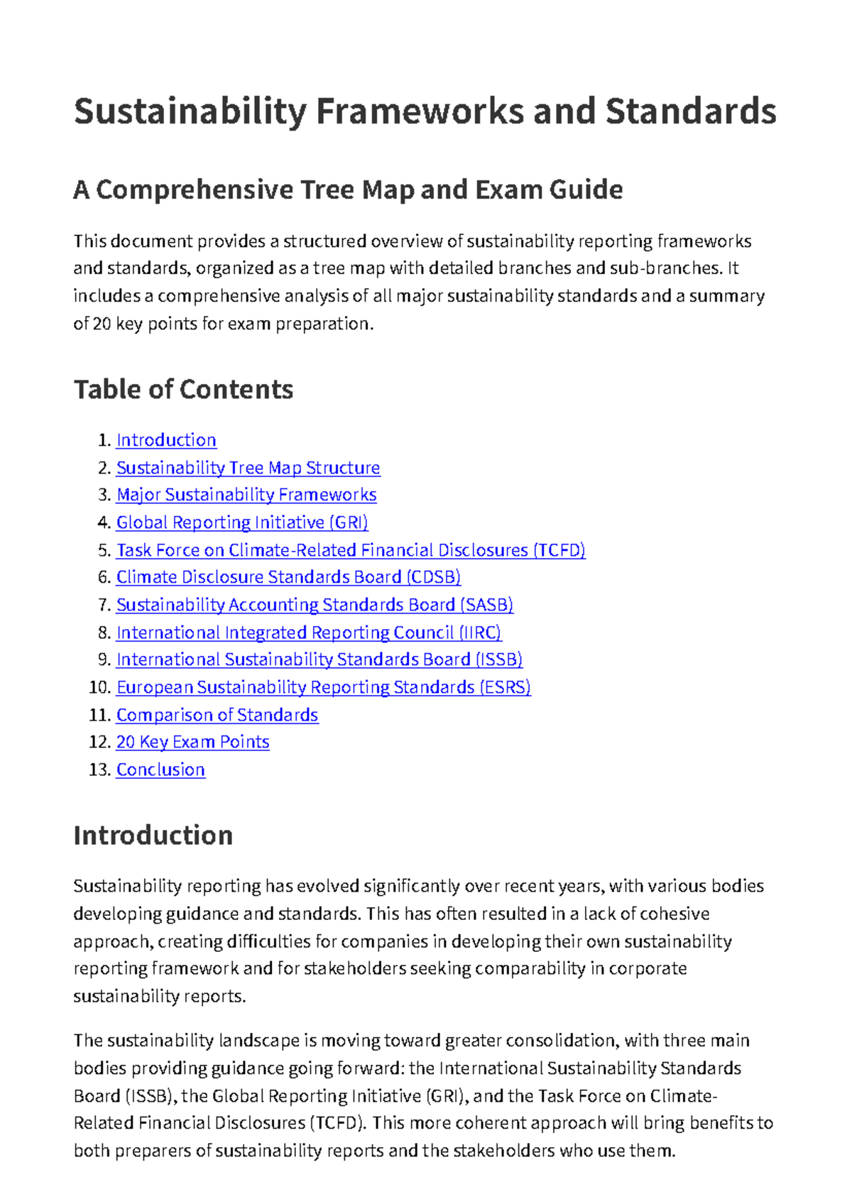 Sustainability Frameworks and Standards: Exam Guide (SUST 101) - Studocu