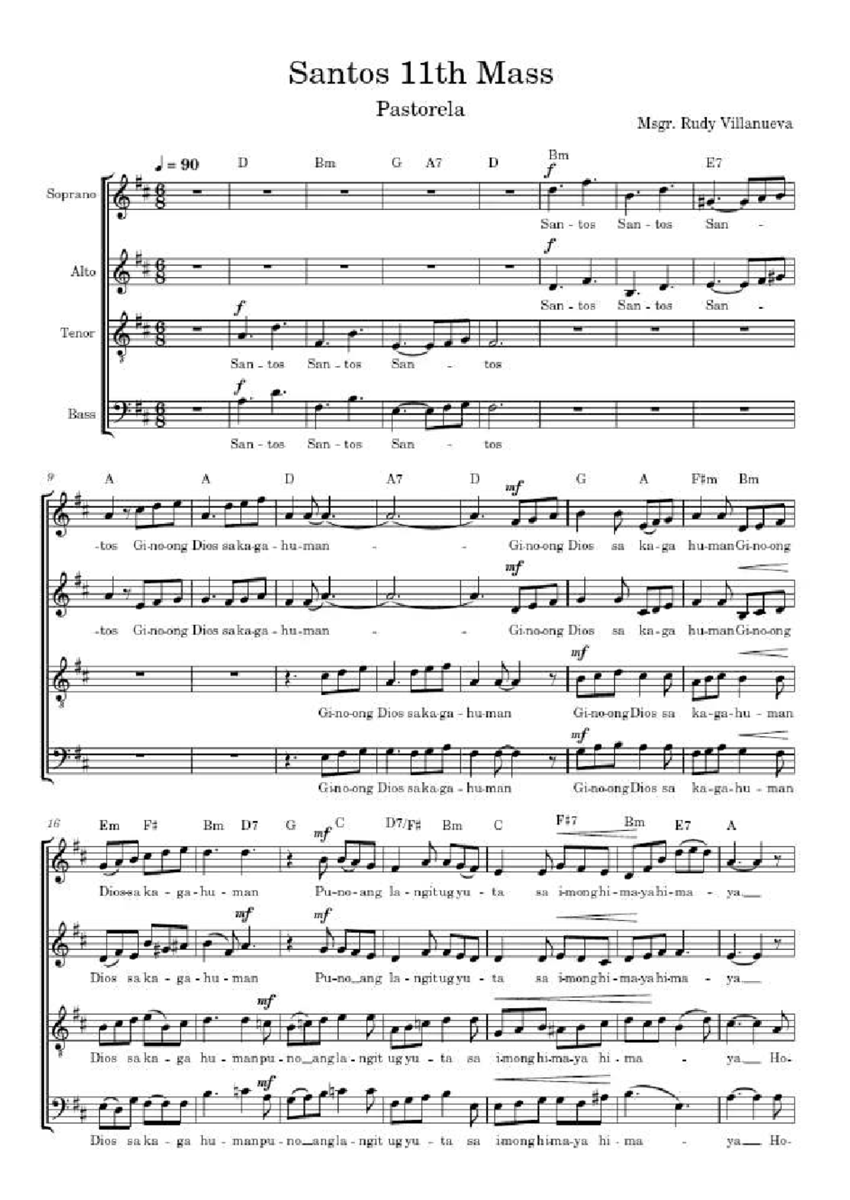11th Mass Santos - Liturgical Music Notes - Studocu