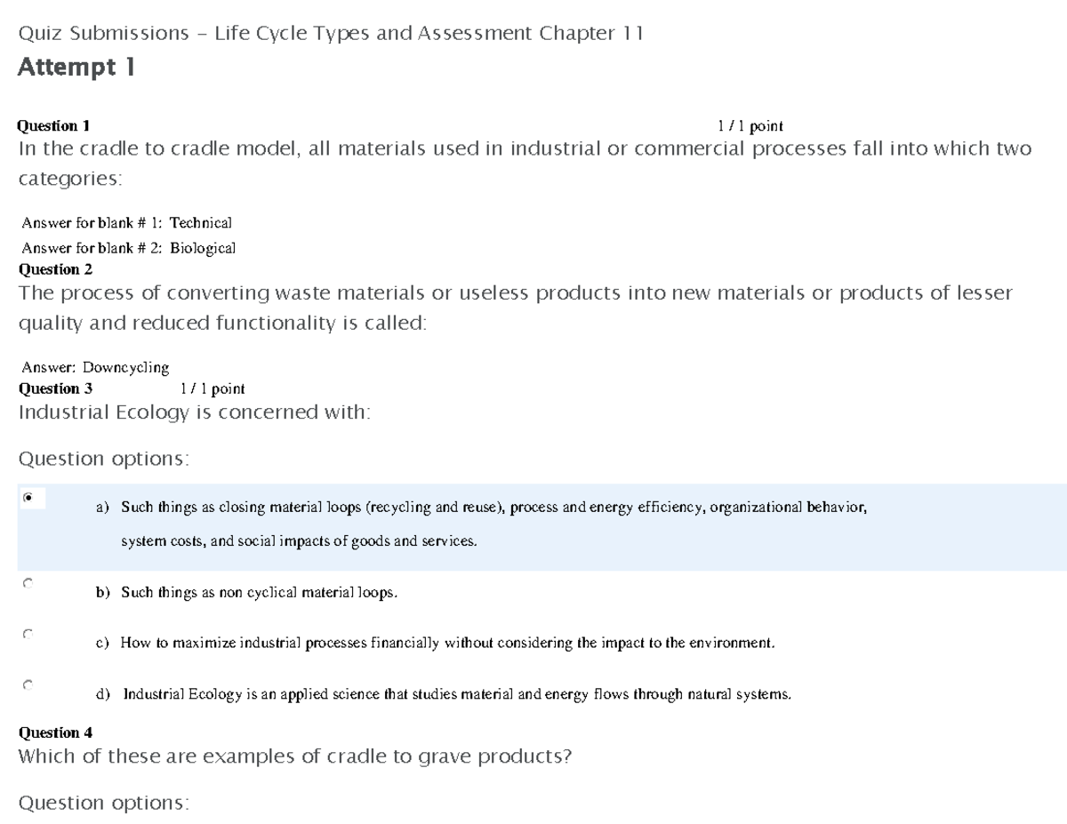 Quiz 3: Life Cycle Types & Assessment - Chapter 11 Review Notes - Studocu