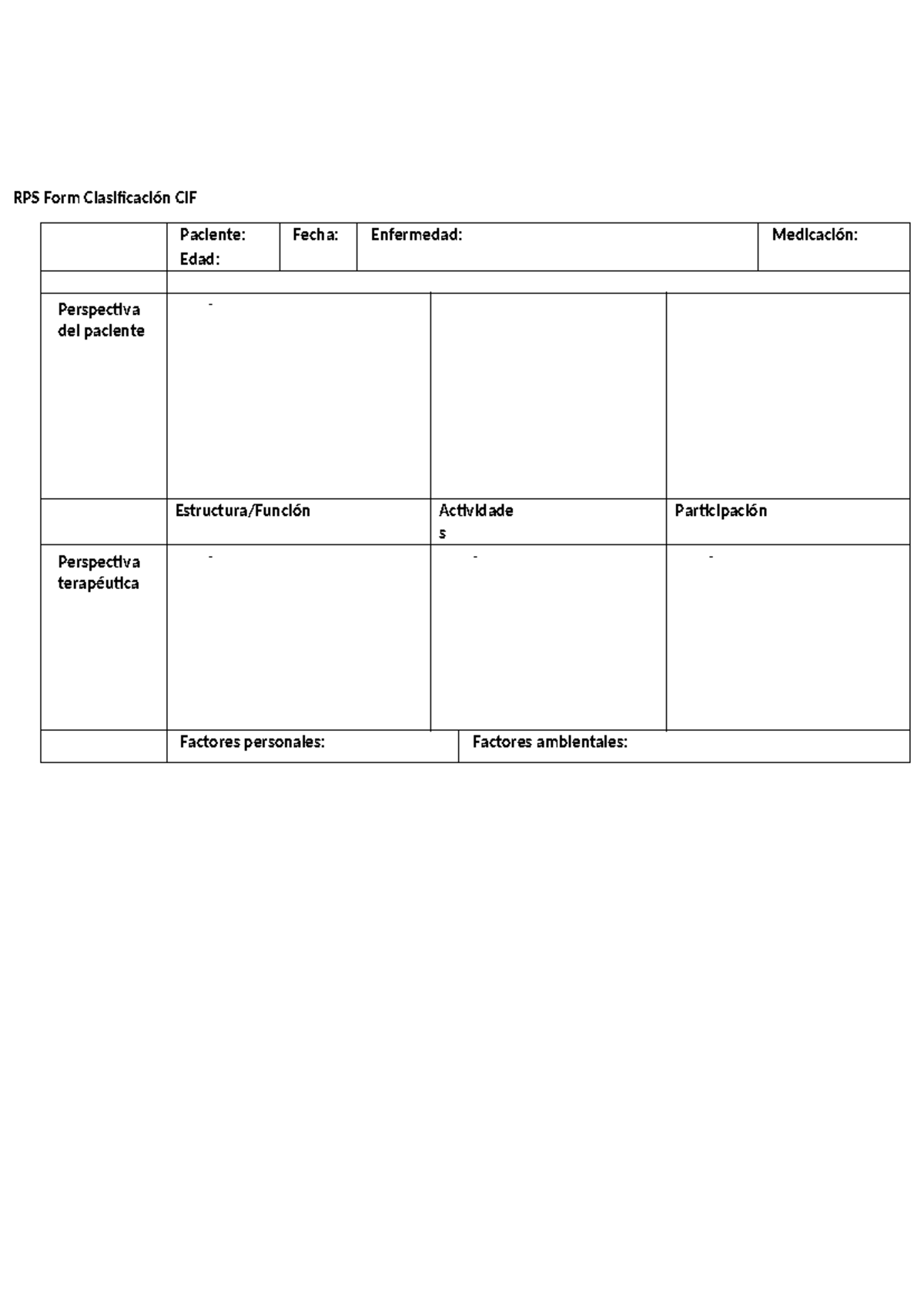 RPS FORM - RPS FOMRS - Diagnostico Kinesico - RPS Form Clasificación ...