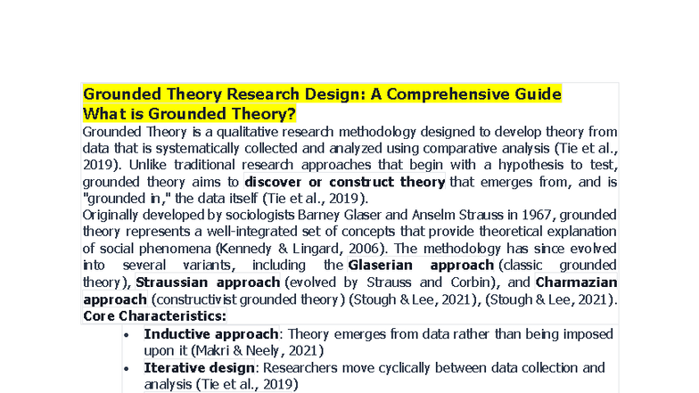 Grounded Theory Research Design: A Detailed Overview and Guide - Studocu