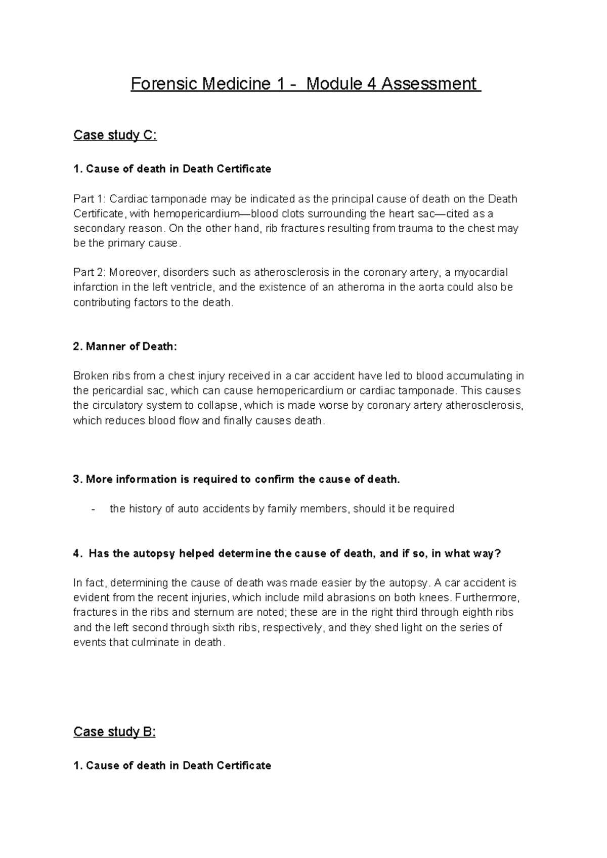 Forensic Med 1 - Module 4 Assesment - Forensic Medicine 1 - Module 4 ...