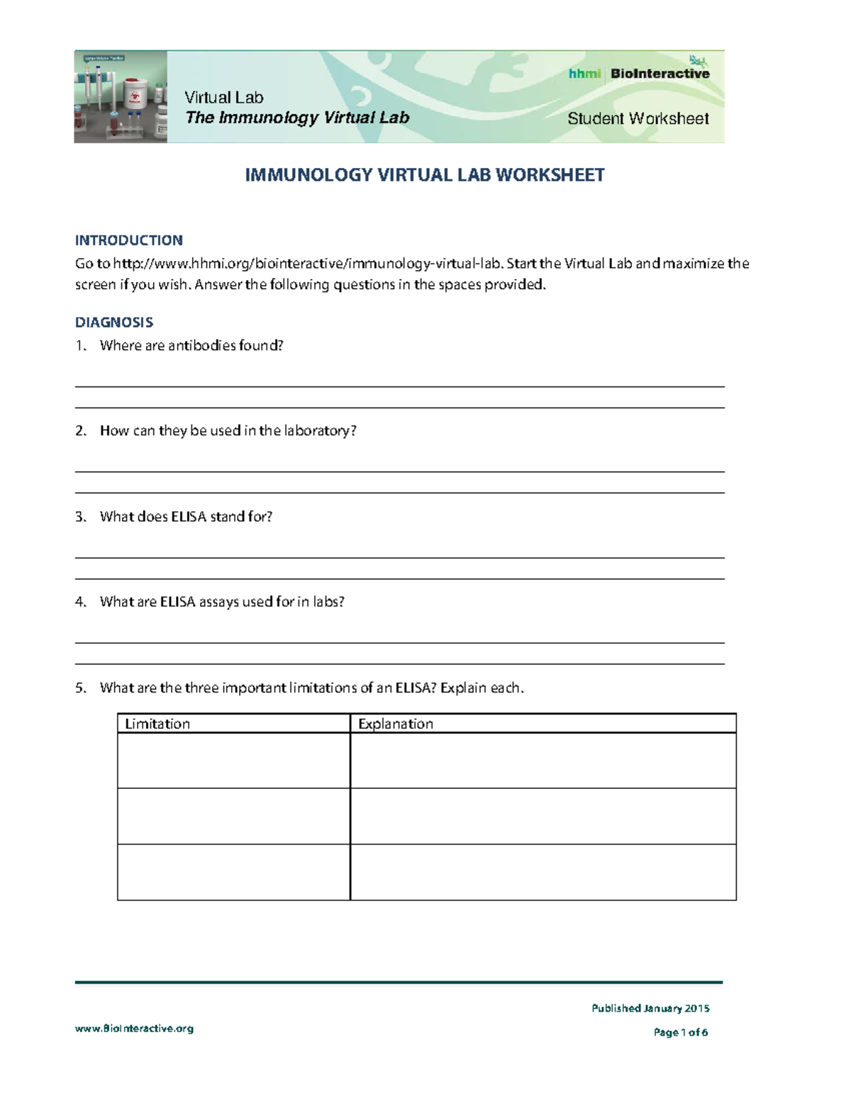 Immunology Virtual Lab Worksheet - Kayla Sekyere (2015) - Studocu