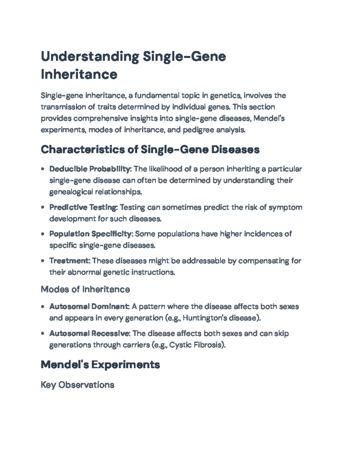 Understanding Single-Gene Inheritance: Mendel's Insights and ...