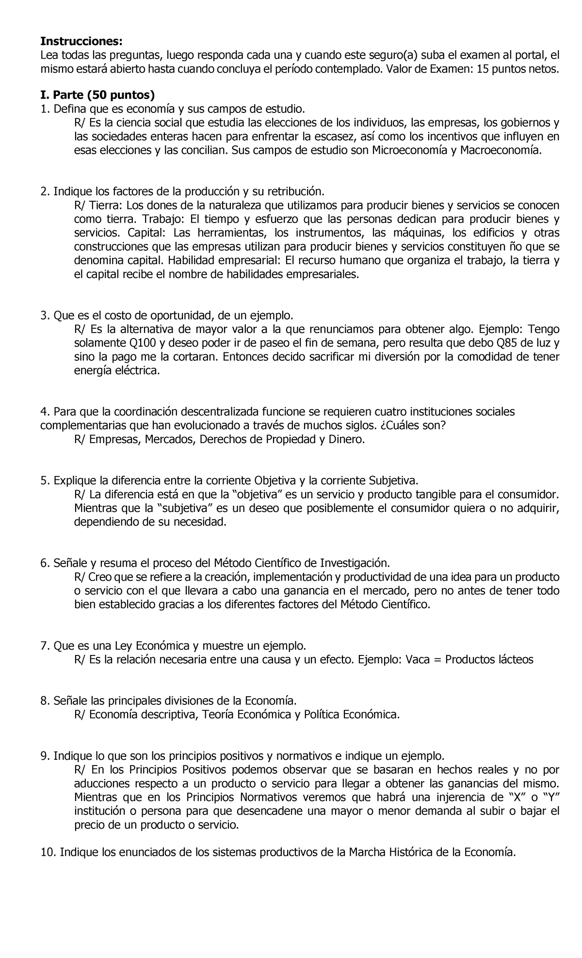 Examen Parcial de Economía - Análisis y Respuestas Detalladas - Studocu