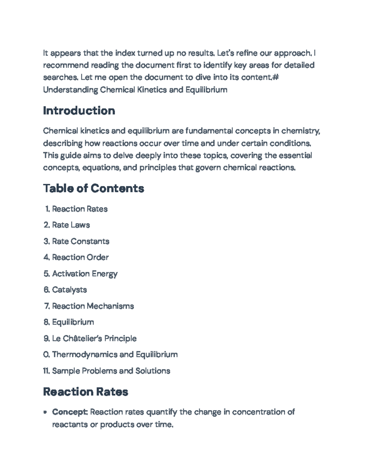 Understanding Chemical Kinetics and Equilibrium: Key Concepts (CHEM 101 ...