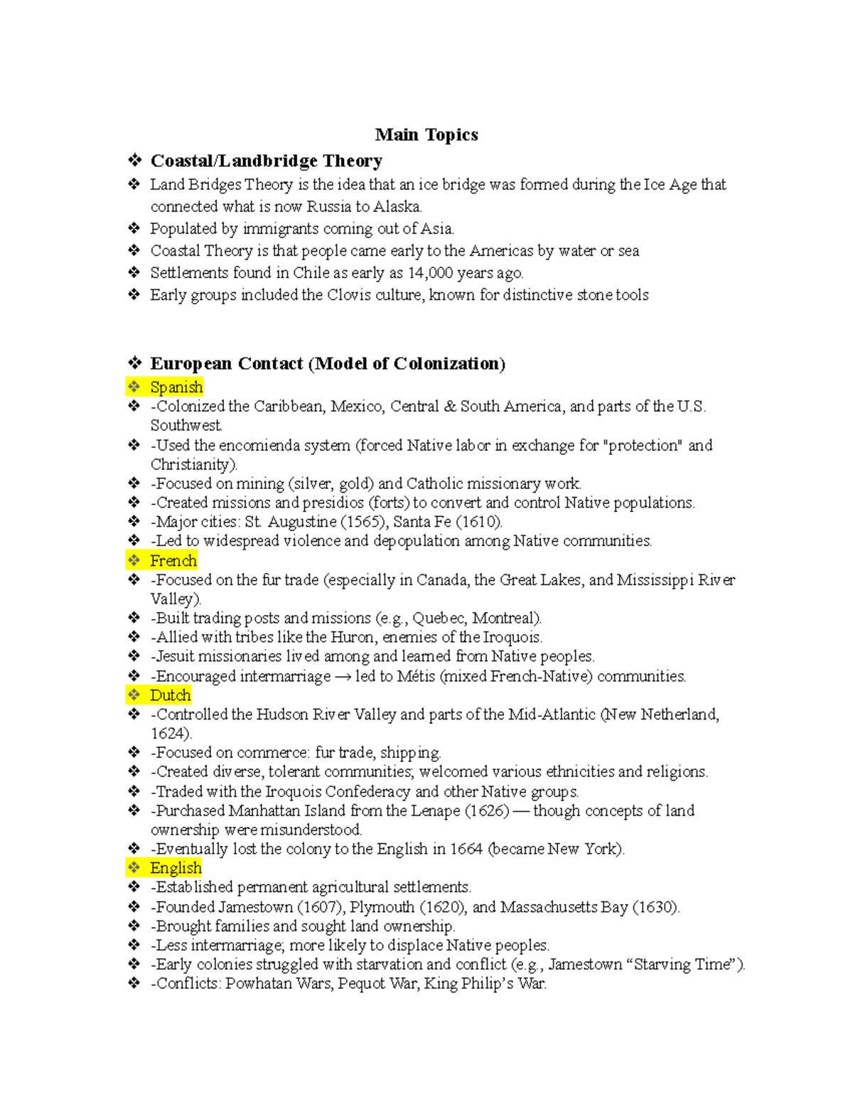 Test 1 Study Guide for HIST 2111 - Fall 2025 - Key Themes & Concepts ...