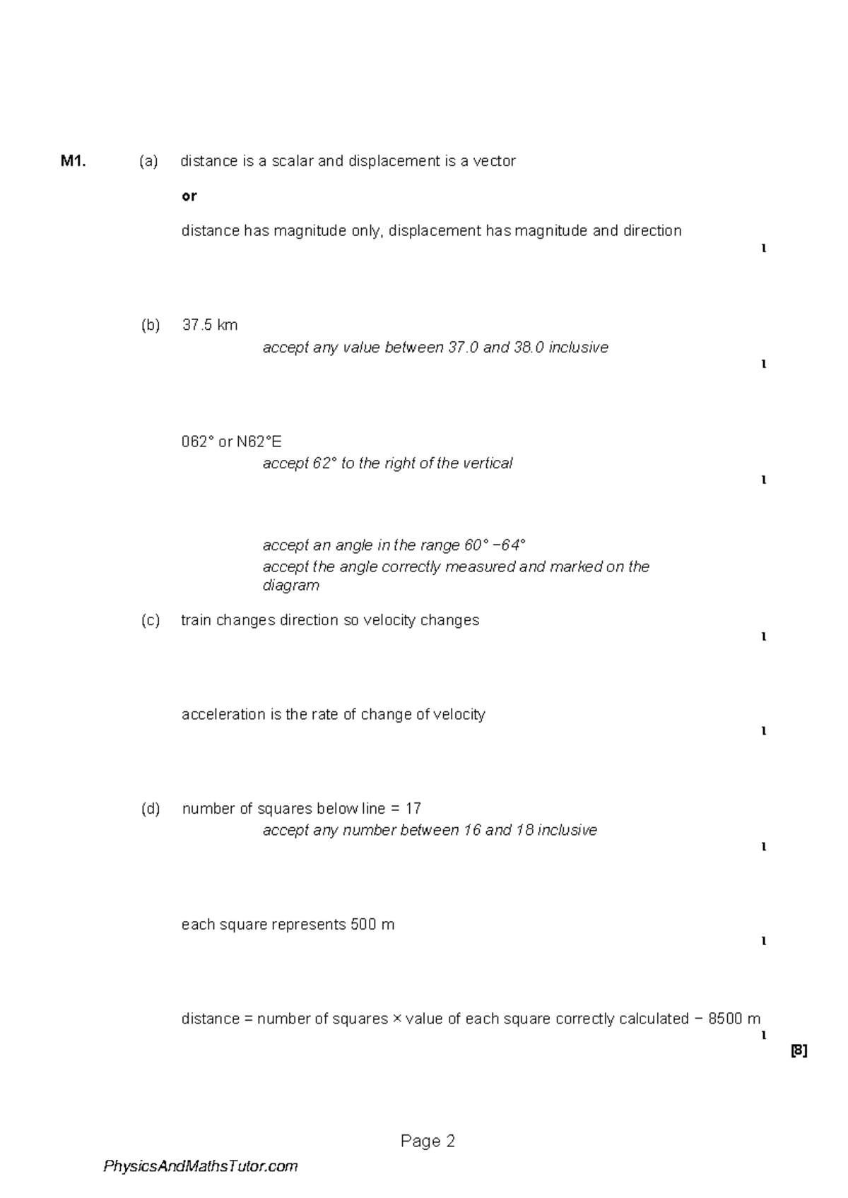 M1-M8 Physics GCSE AQA Practice Questions and Solutions - Studocu