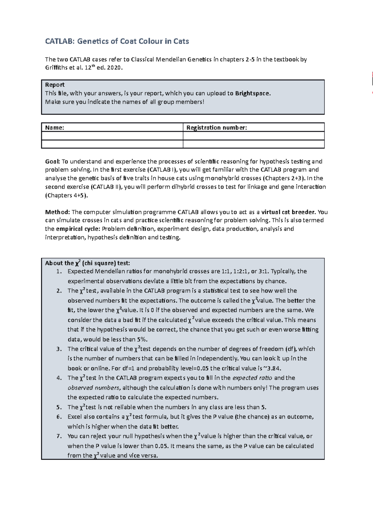 CATLAB II 2020-2021 Final Report on Genetics of Coat Colour in Cats ...
