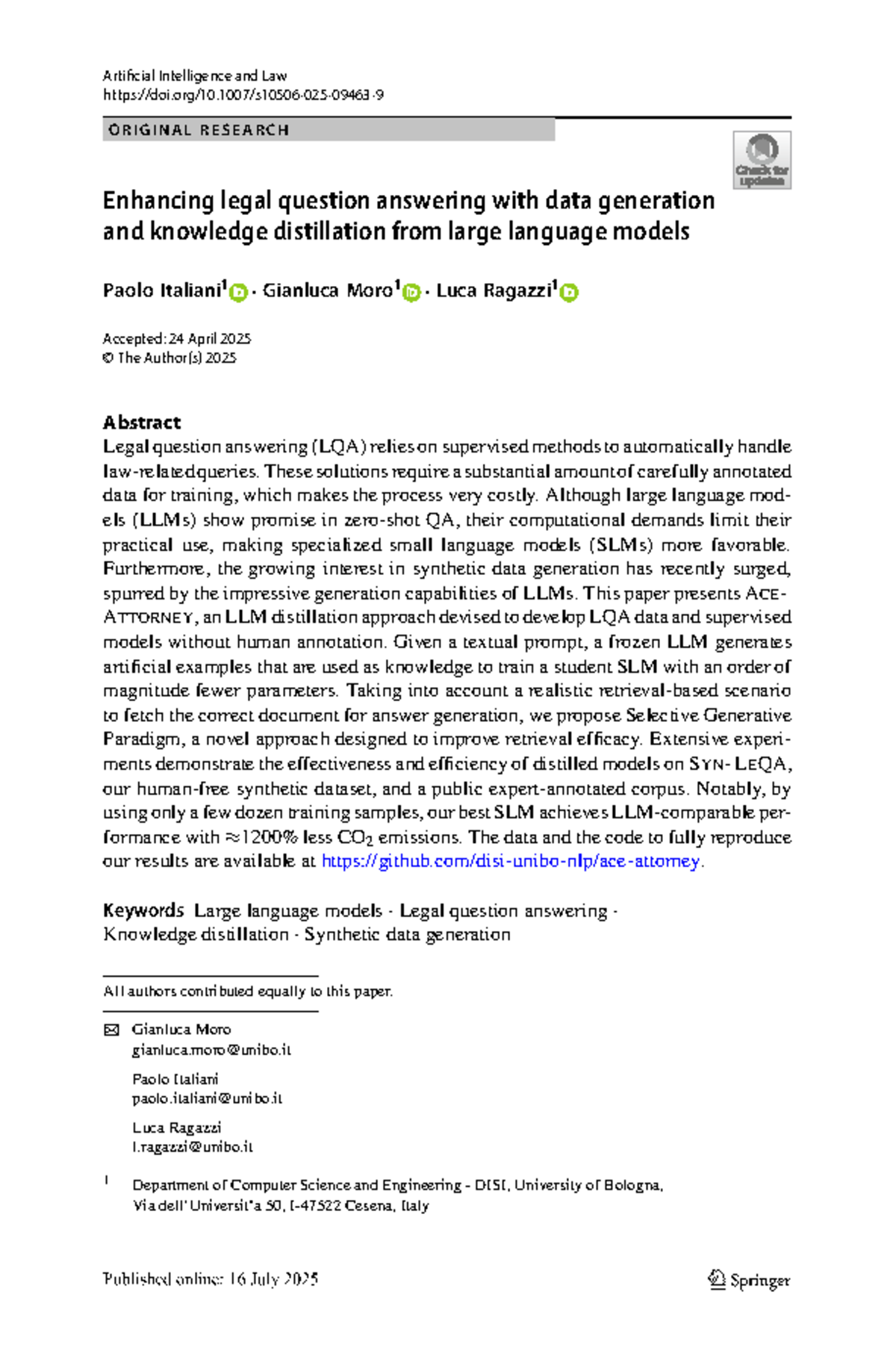 Enhancing Legal Question Answering: Data Generation & Knowledge ...