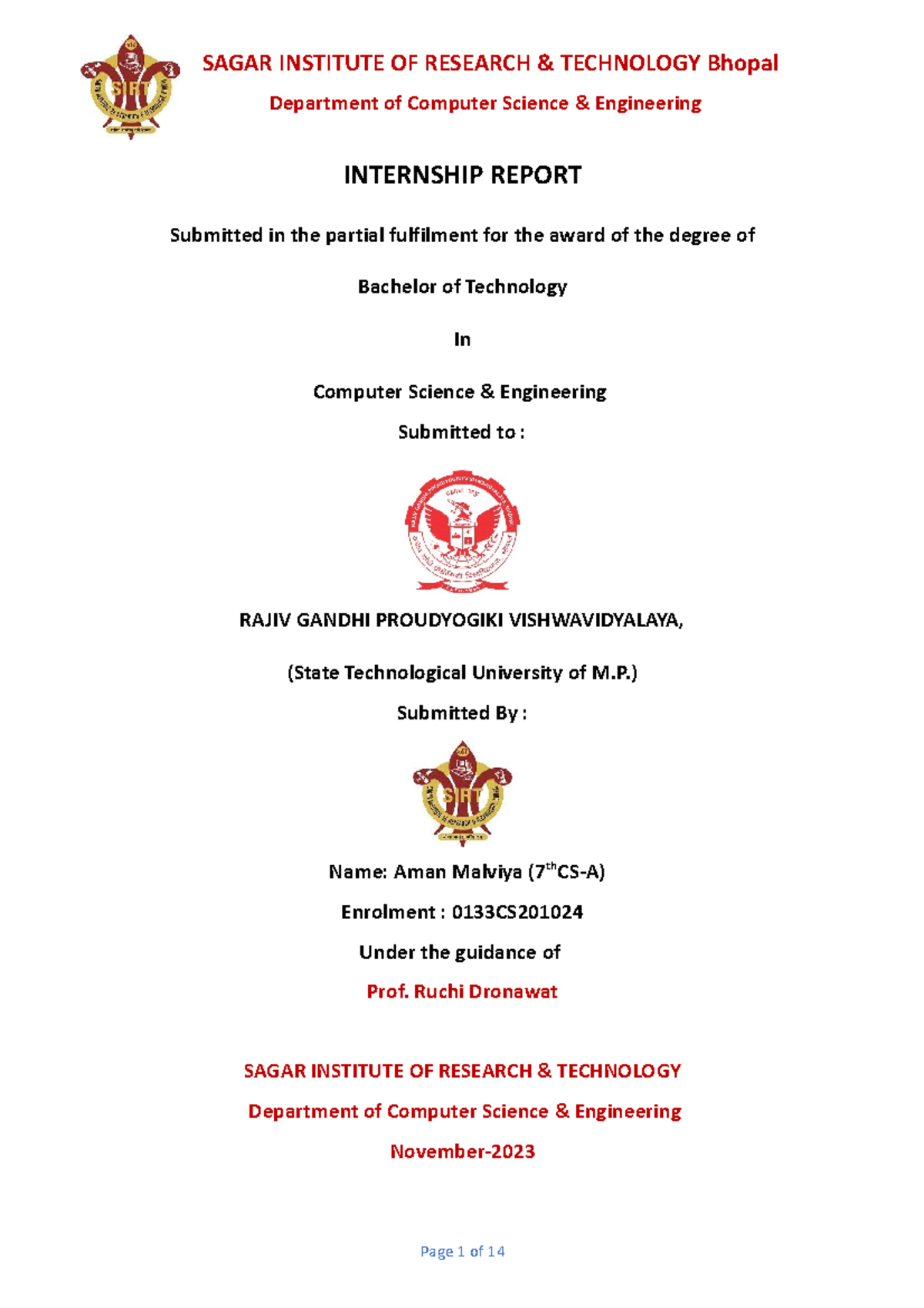 Internship Presentation Report - BTech CSE (CS-101) at Zappian Media - Studocu