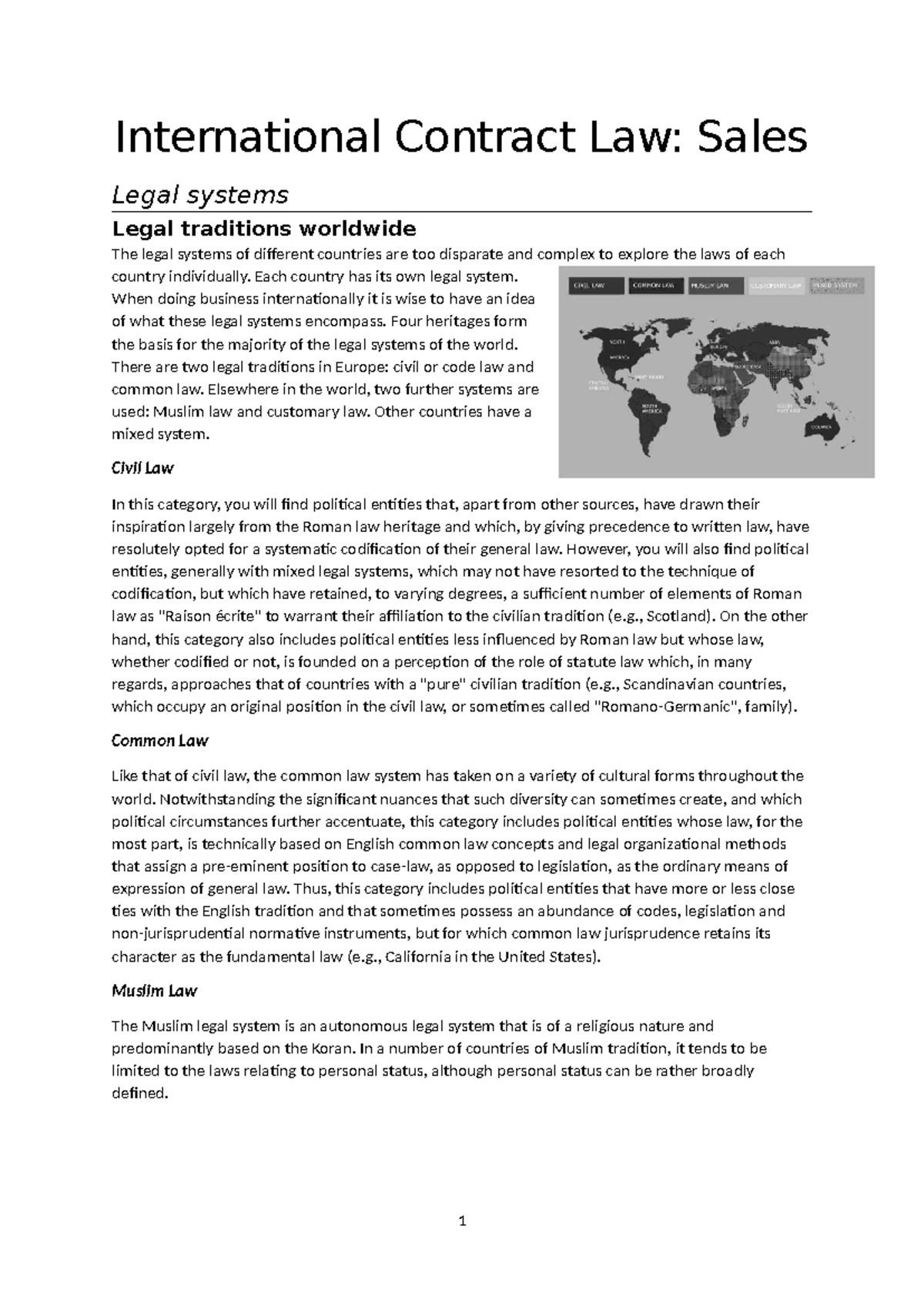 International Contract Law: Overview of Global Legal Systems - Studocu