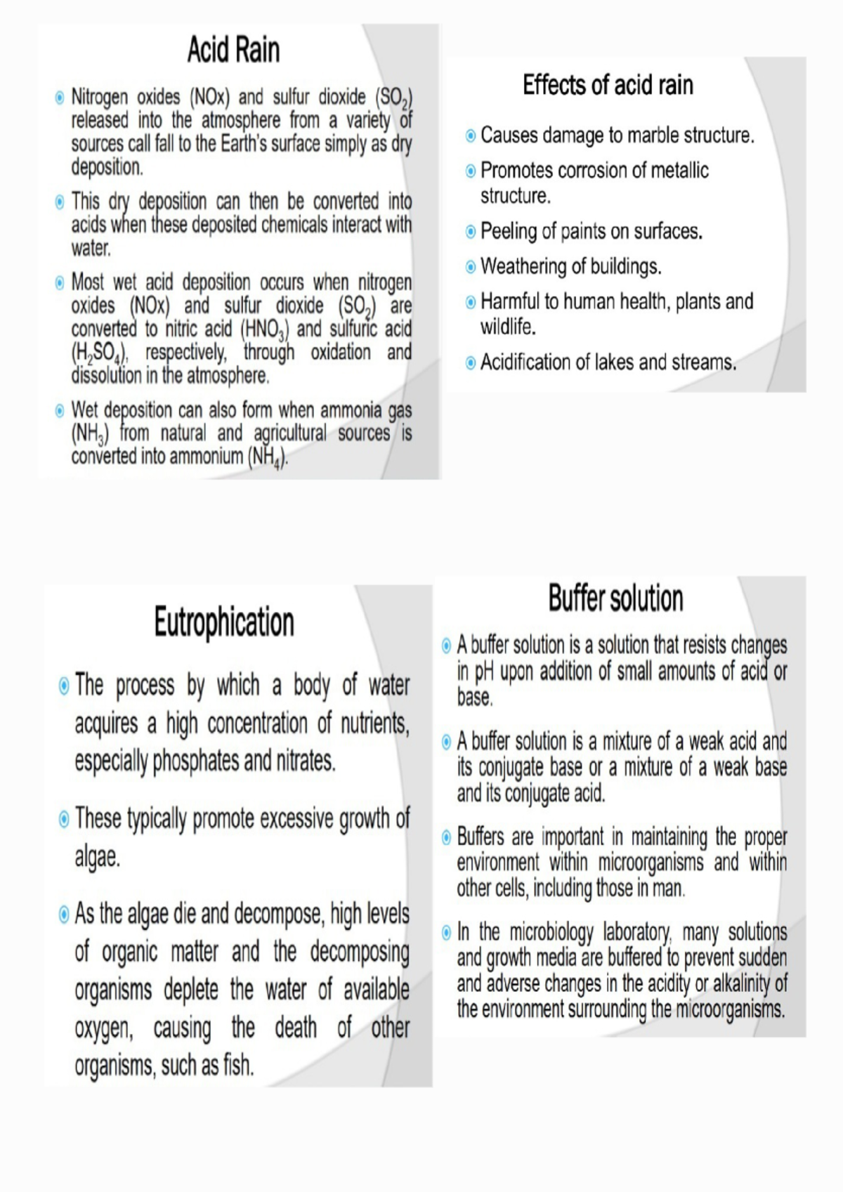 Acid rain and buffer sol Ution - Chemistry - Studocu