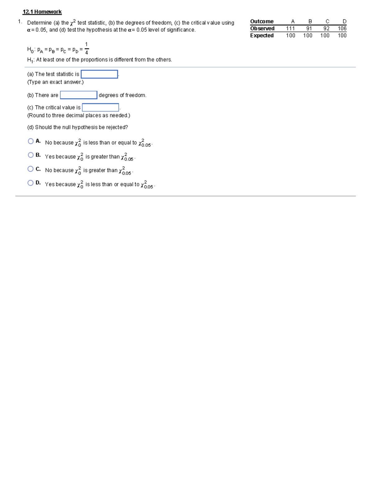 12.1 Practice Stats Worksheet: χ2 Test & Hypothesis Testing Analysis ...