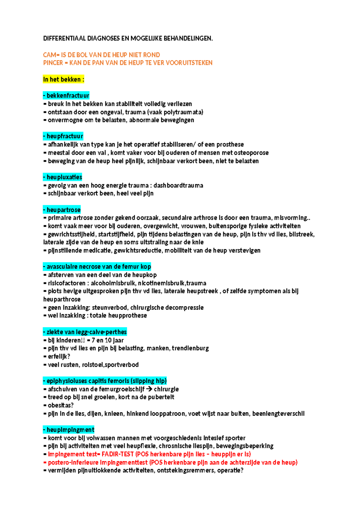 Differentiële Diagnoses en Mogelijke Behandelingen van Heup en Knie ...
