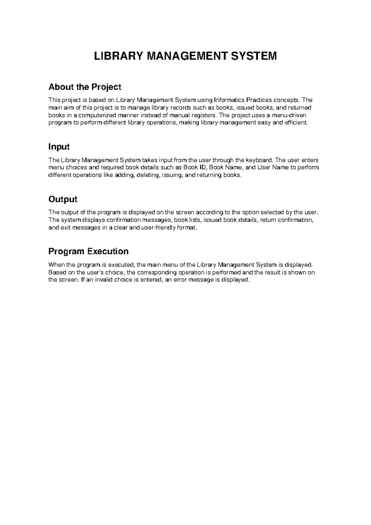LIBRARY MANAGEMENT SYSTEM Project Overview - Vishal 11615325 - Studocu