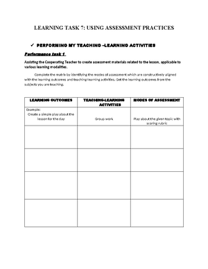 Learning Task 13 - Learning Task 13: Accomplishing My Exit and Evaluation Forms Target my ...