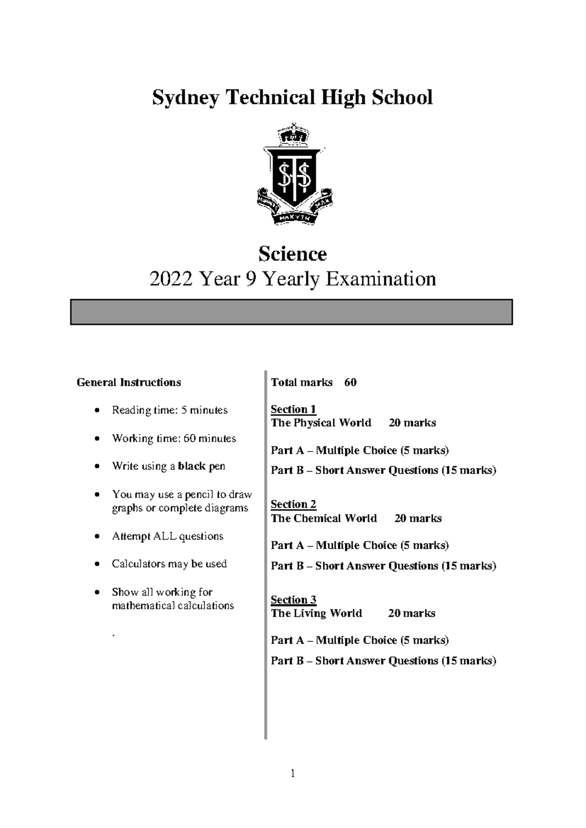 Year 9 Science Yearly Exam Q&A Booklet 2022 - Studocu