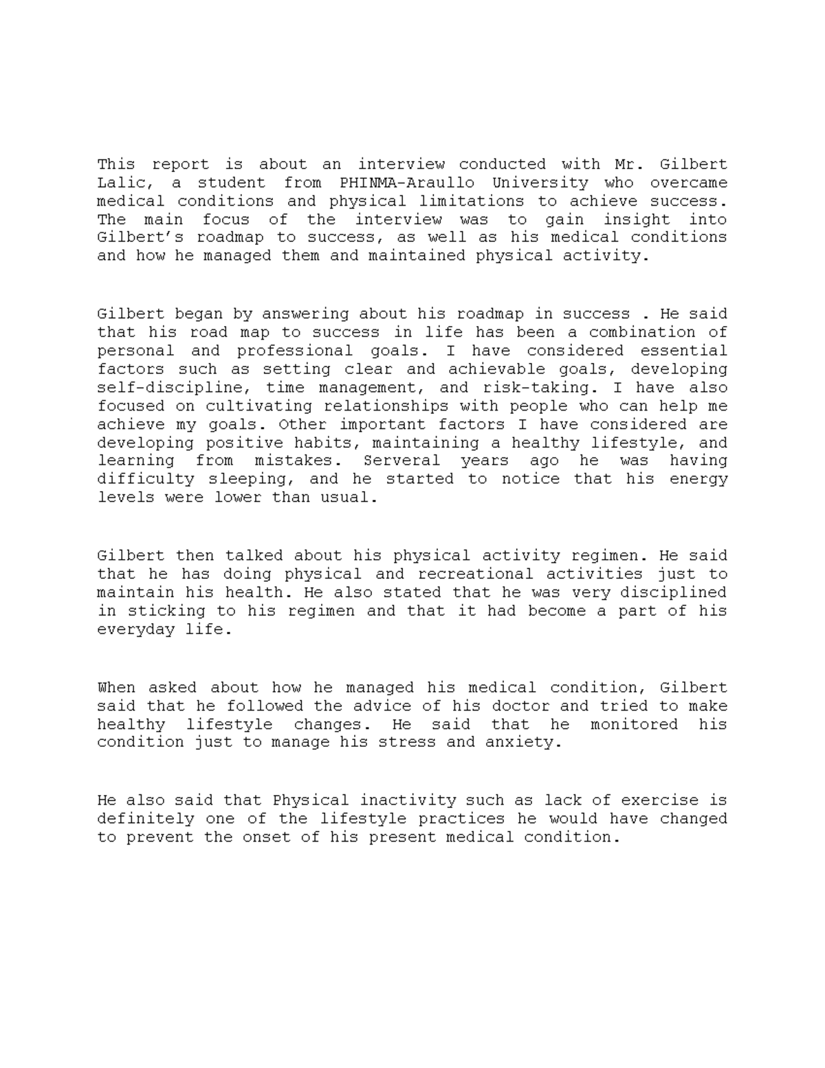 Narrative Report: Interview with Gilbert Lalic on Overcoming Challenges ...