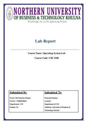 Lab Report on Computer Network - Lab Report Course Code: CSE 4106 ...