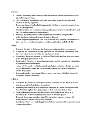 Genetics - Study Notes & Assignments - Studocu