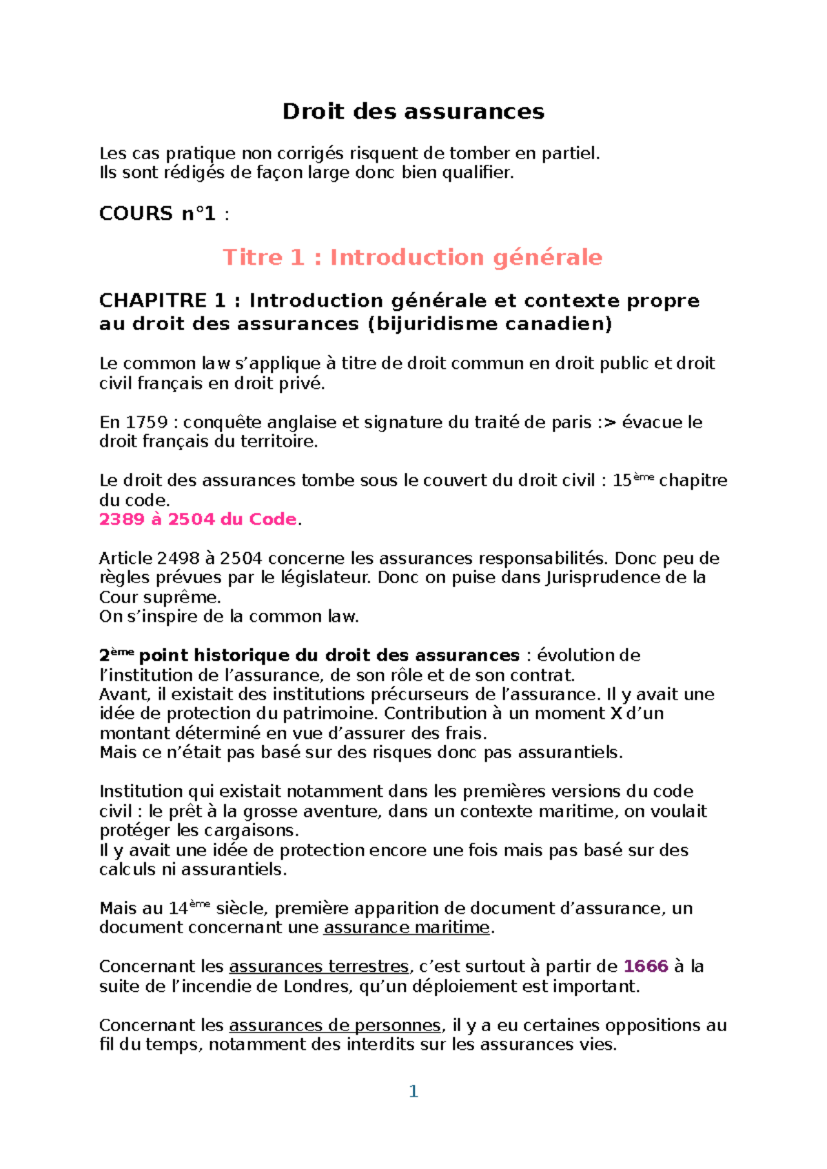 Droit des Assurances : Apprentissage et Concepts pour le Partiel - Studocu