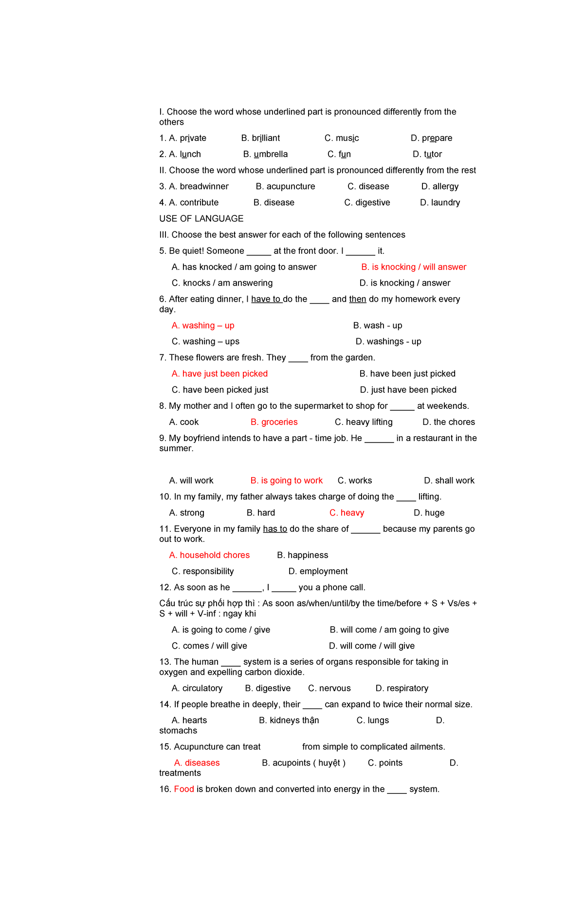 Đề thi Anh 10 - Phonetics, Grammar & Vocabulary - Studocu