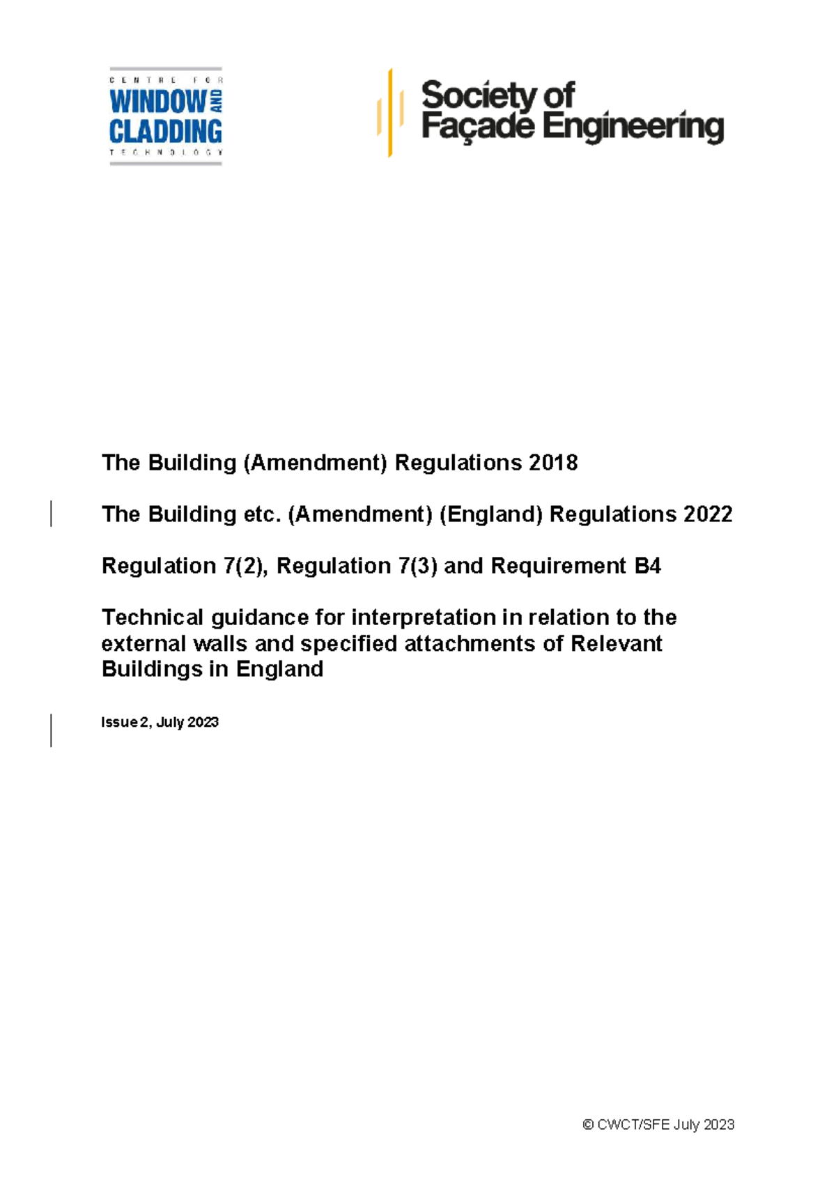CWCT SFE Fire Guidance: Building Regulations Amendments 2023 - Studocu