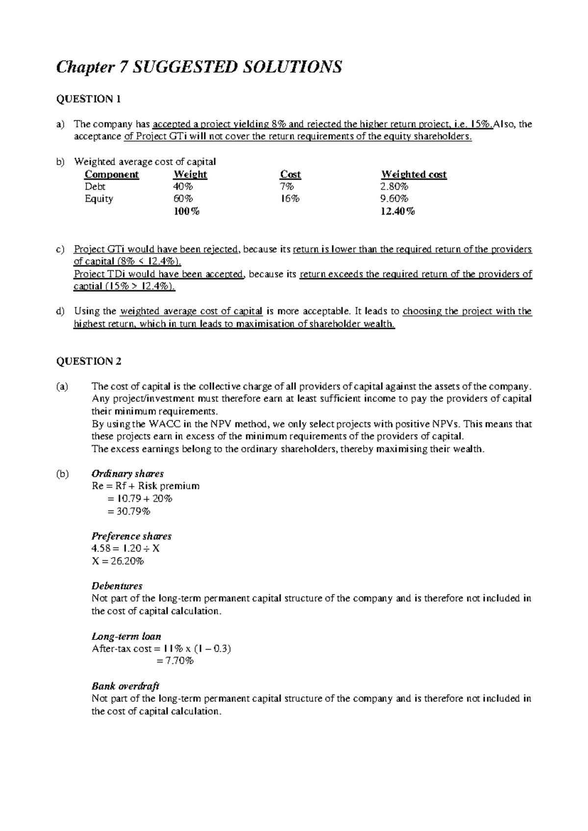 Fundamentals SOL 07 - Tutorial - Chapter 7 SUGGESTED SOLUTIONS QUESTION ...