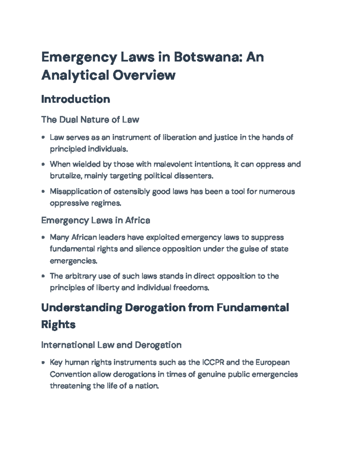 Reforming Emergency Laws in Botswana: Balancing Power and Rights ...