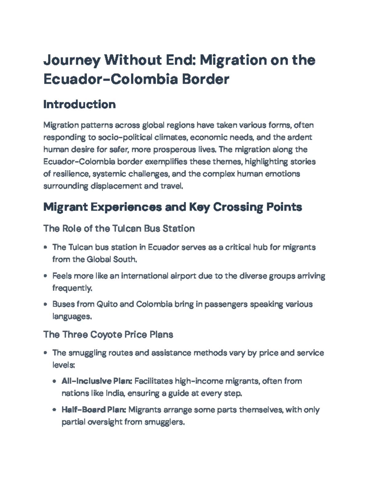 Migration Experiences and Challenges on the Ecuador-Colombia Border ...