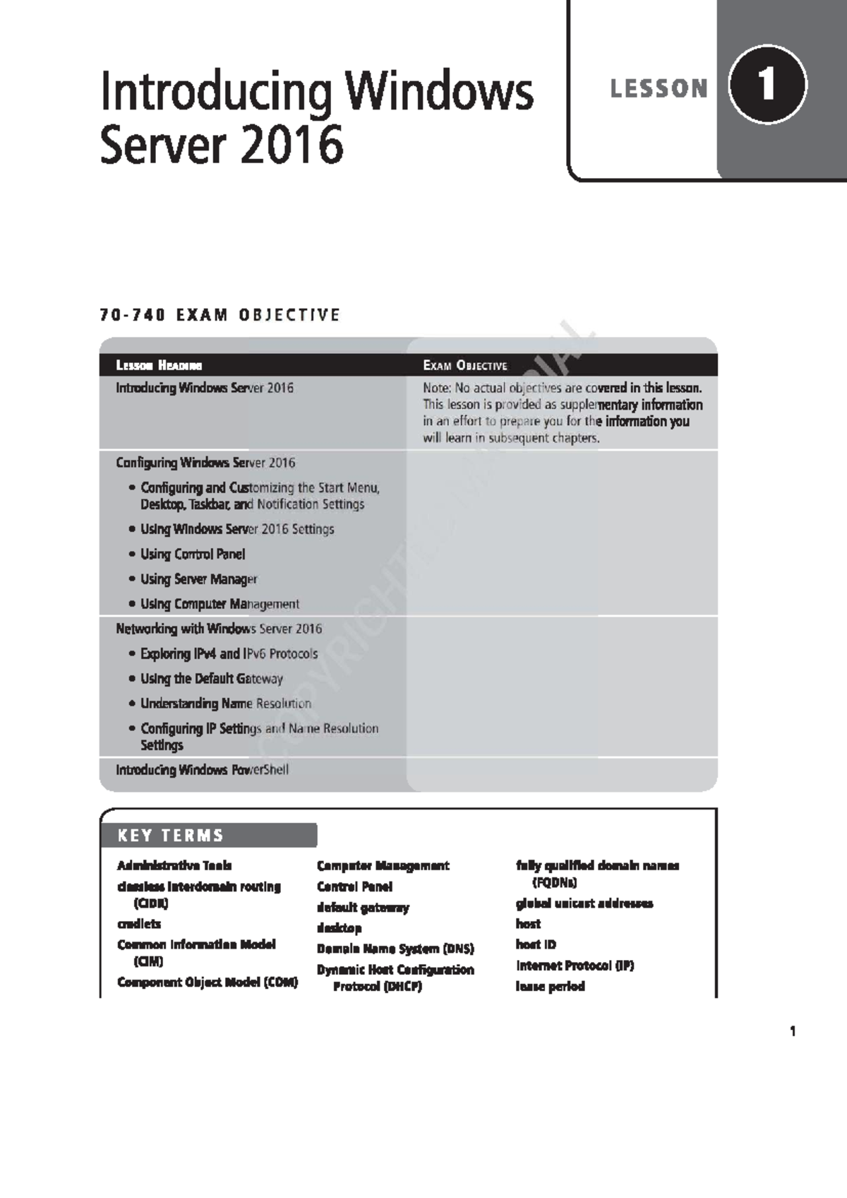 Windows Server 2016: Lesson 1 Overview and Key Concepts - Studocu