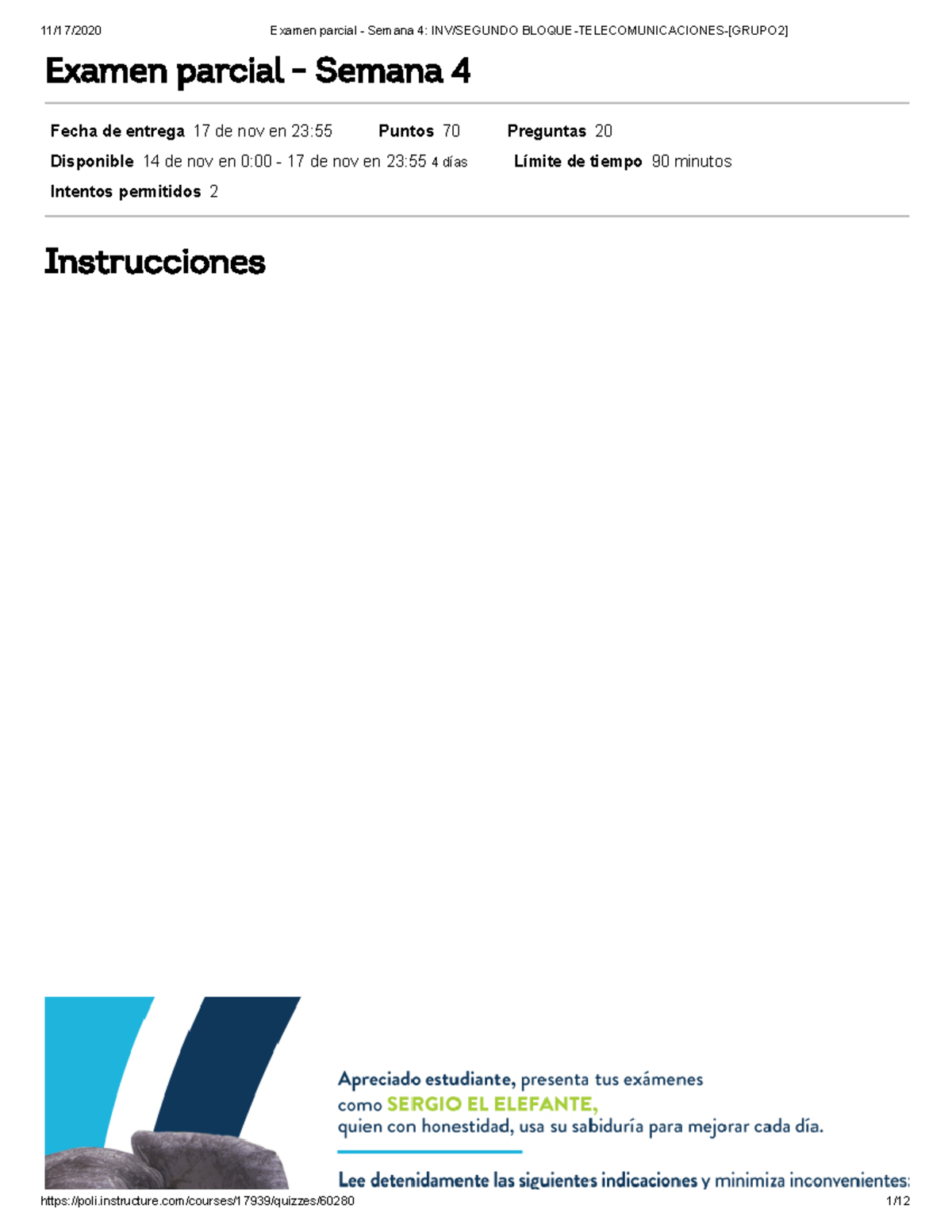 Parcial 17 Octubre 2019, preguntas y respuestas - Examen parcial - Semana 4 Fecha de entrega 17 ...