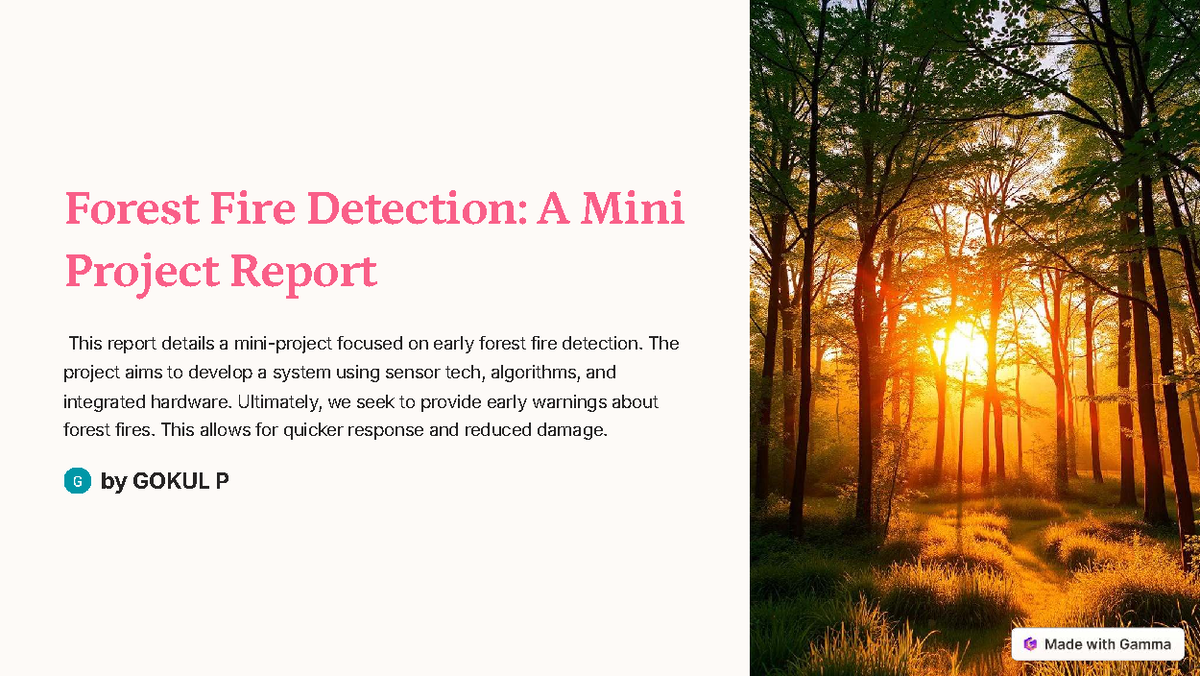 Forest Fire Detection: Mini Project Report on Early Warning Systems ...