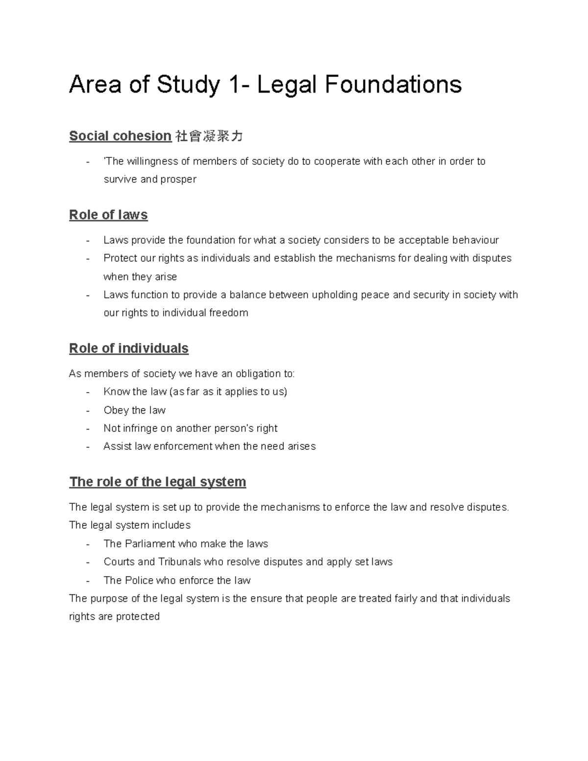 Yr11 Legal Studies: Understanding Legal Foundations and Social Cohesion ...