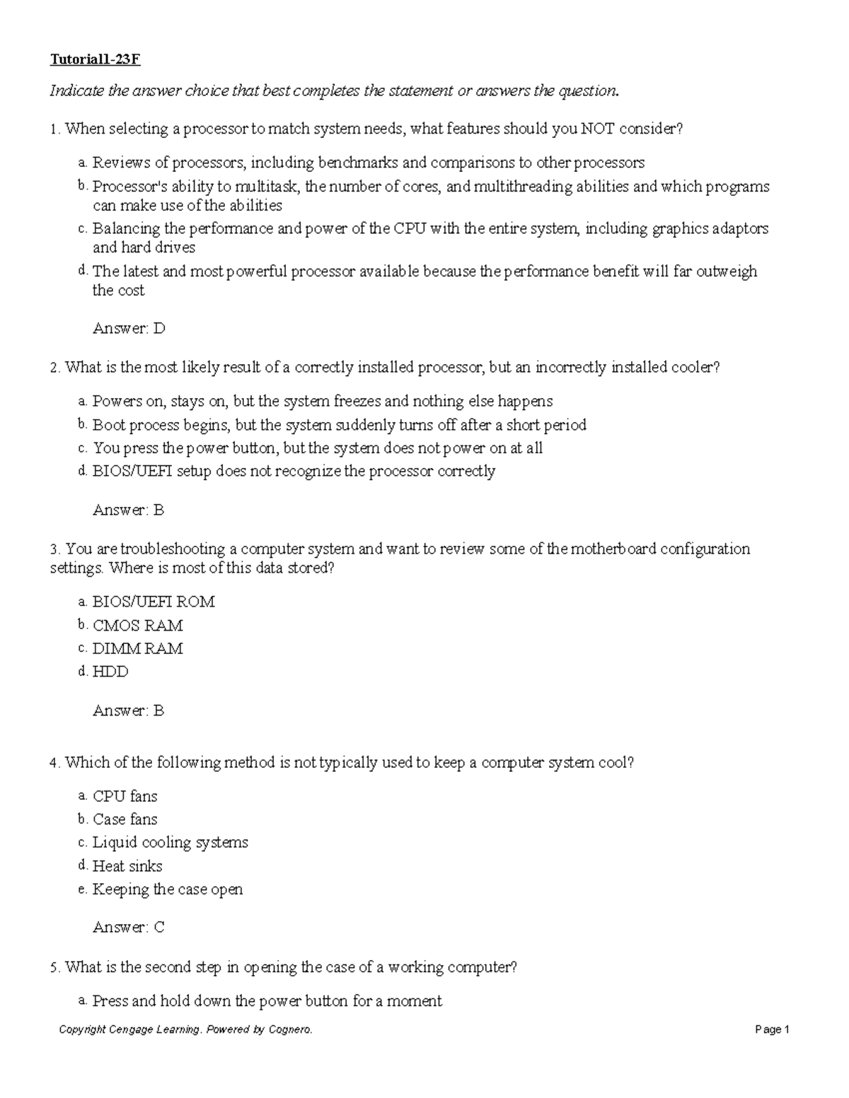 Tutorial 1 23F - Hope it helps. - Indicate the answer choice that best ...