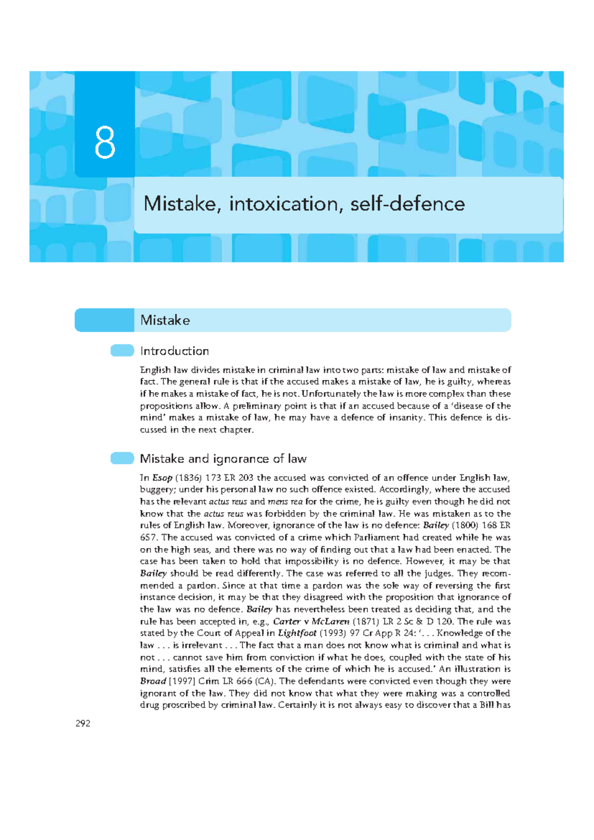 Defence in Criminal Law: Mistake and Intoxication Analysis (LAW 101 ...